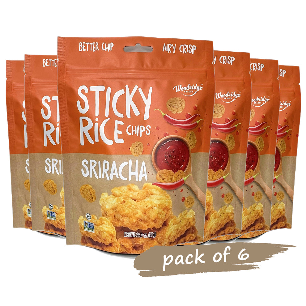 Sticky Rice Chips - Sriracha (2.47 oz./70g Bags) – Woodridge Snacks