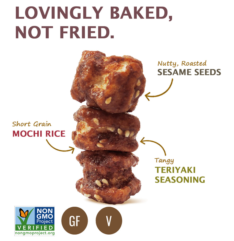 Mochi Rice Nuggets - Teriyaki (2.47 oz./70g Bag) – Woodridge Snacks