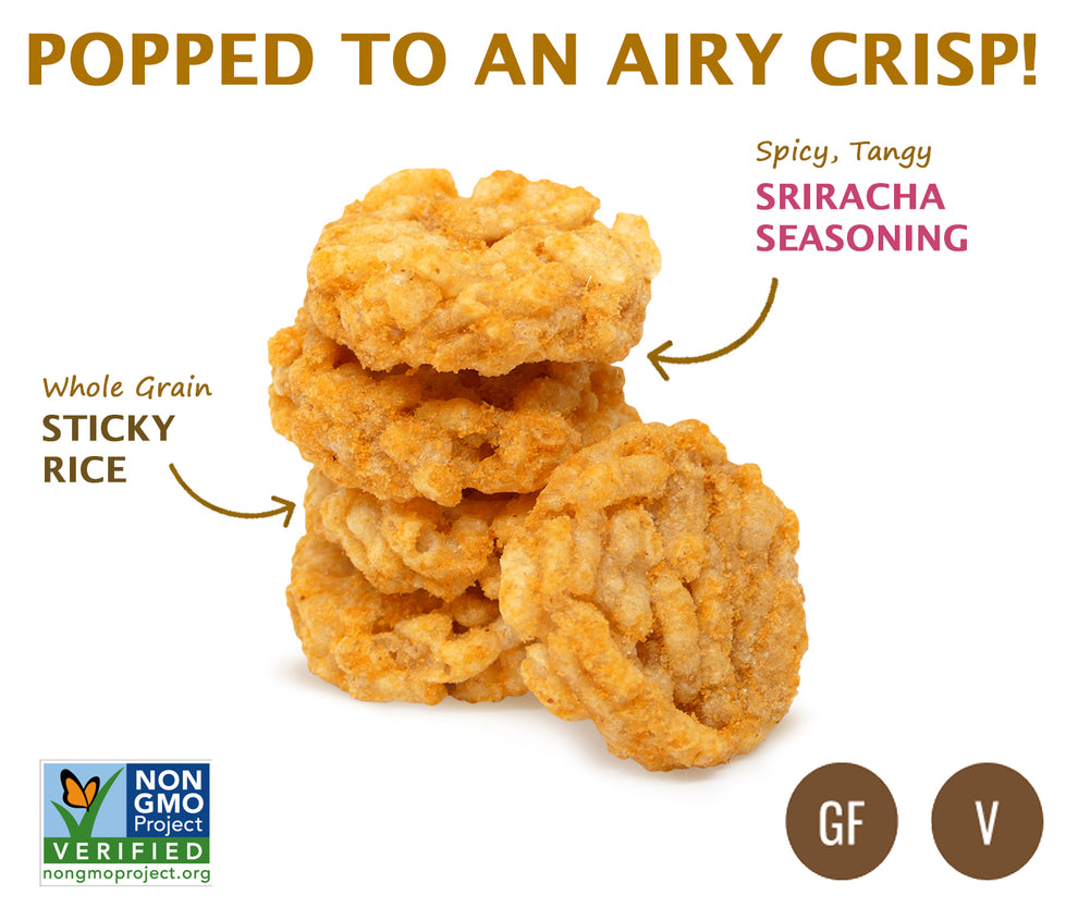 Sticky Rice Chips - Sriracha (2.47 oz./70g Bags) – Woodridge Snacks