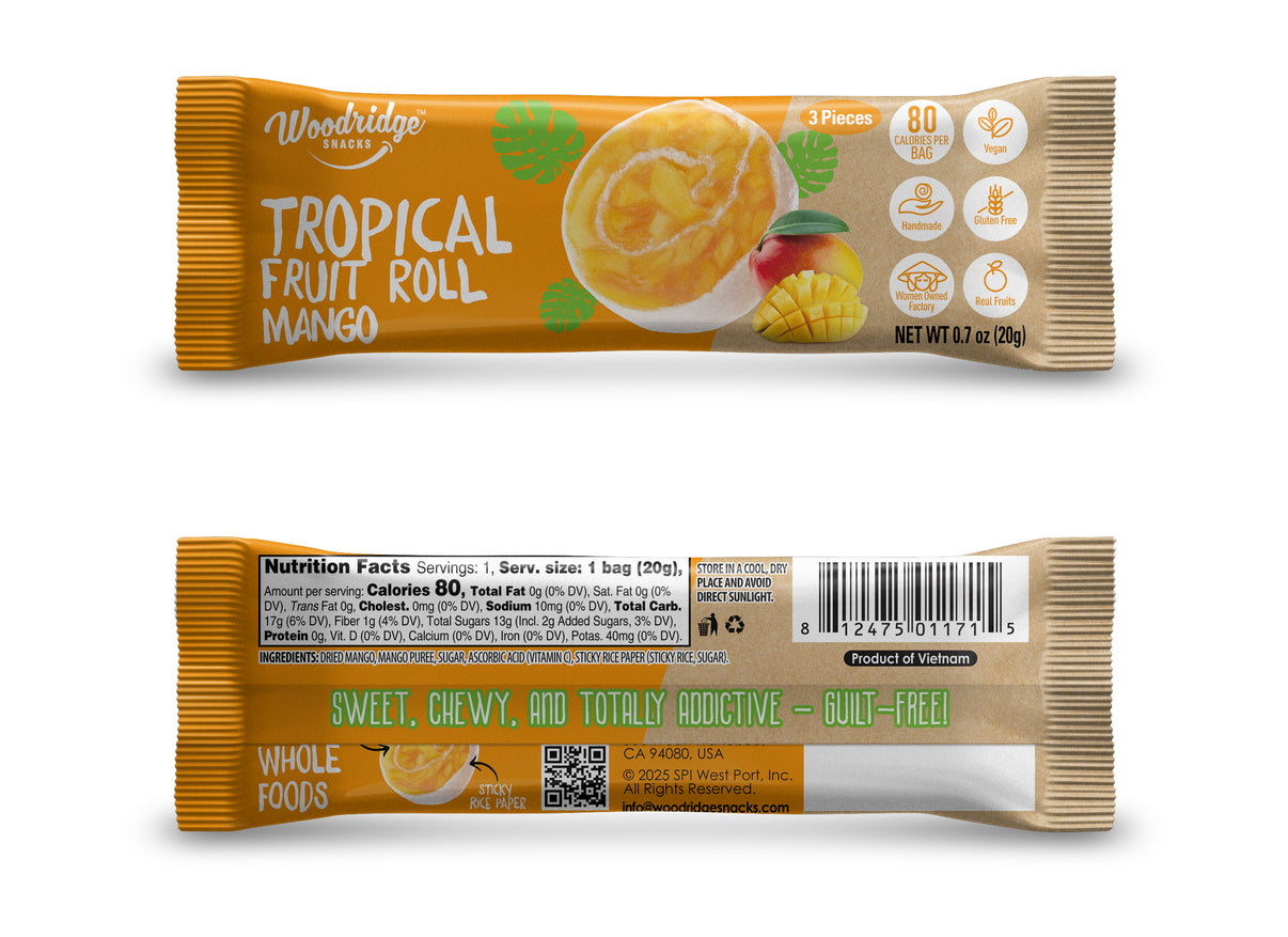 Tropical Fruit Rolls - Mango (Single Serve Packs) – Woodridge Snacks